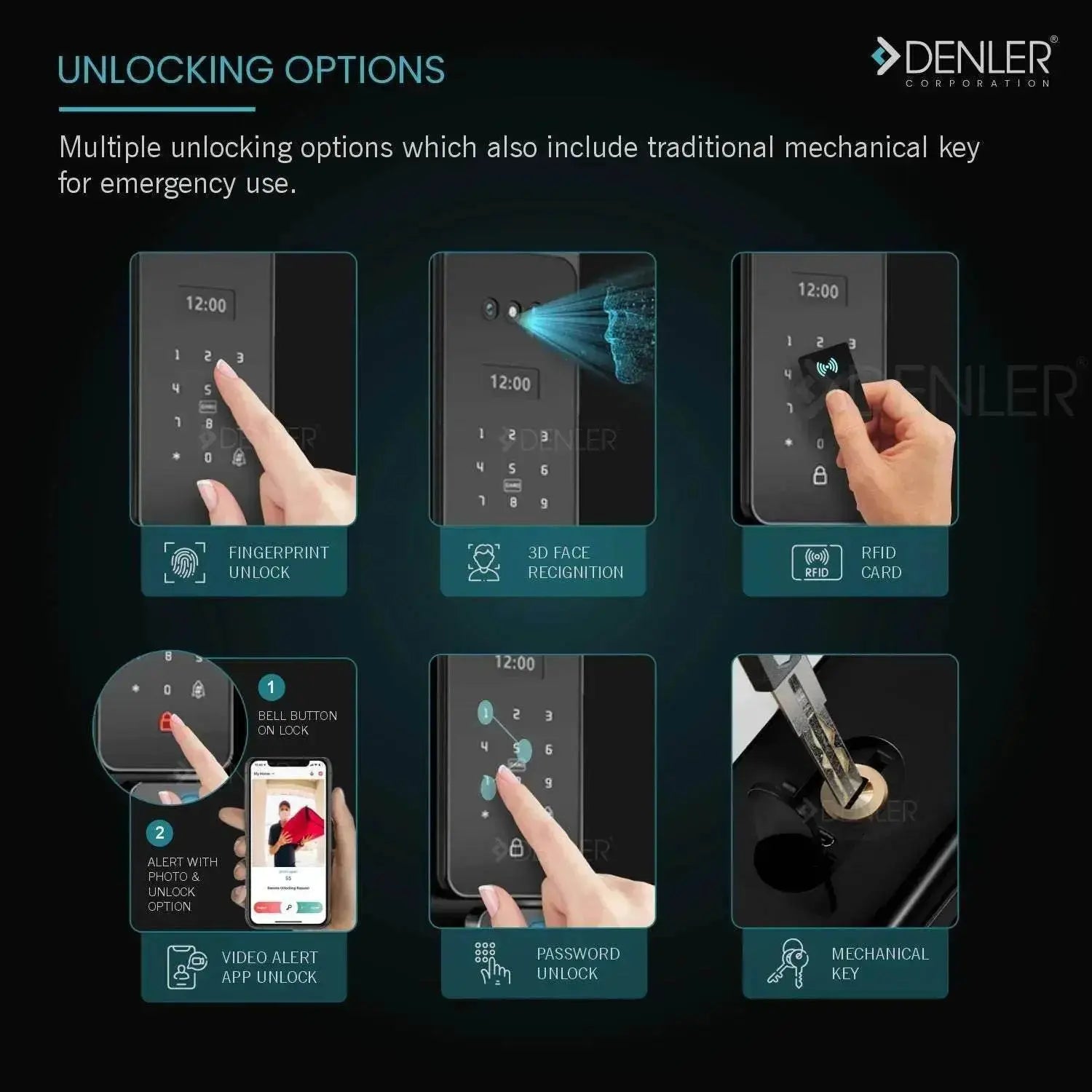 Denler F8 Smart Door Lock - 8-in-1 Security Solution