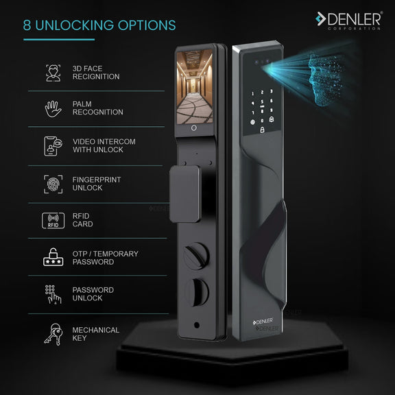 Denler FLv10 Black Smart Door Lock - Secure Your Home